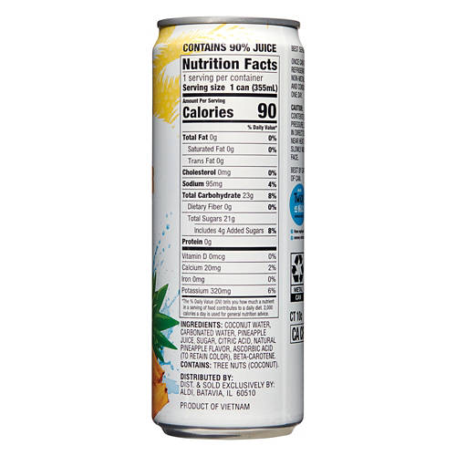 Nature's Nectar Sparkling Coconut Water & Pineapple, 12 fl oz